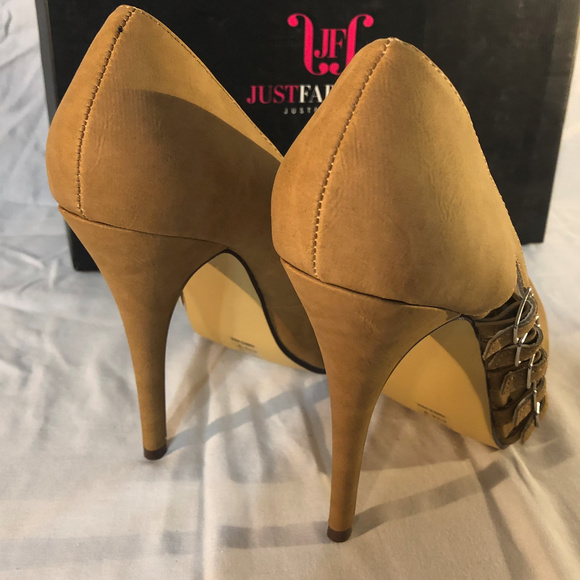 JustFab | Shoes | Just Fabulous Fab Tan Heels Pumps | Poshmark